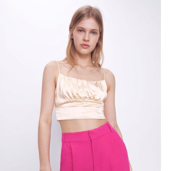 Zara | Tops | Nwt Zara Blogger Fave Soft Gold Satin Crop Top | Poshmark